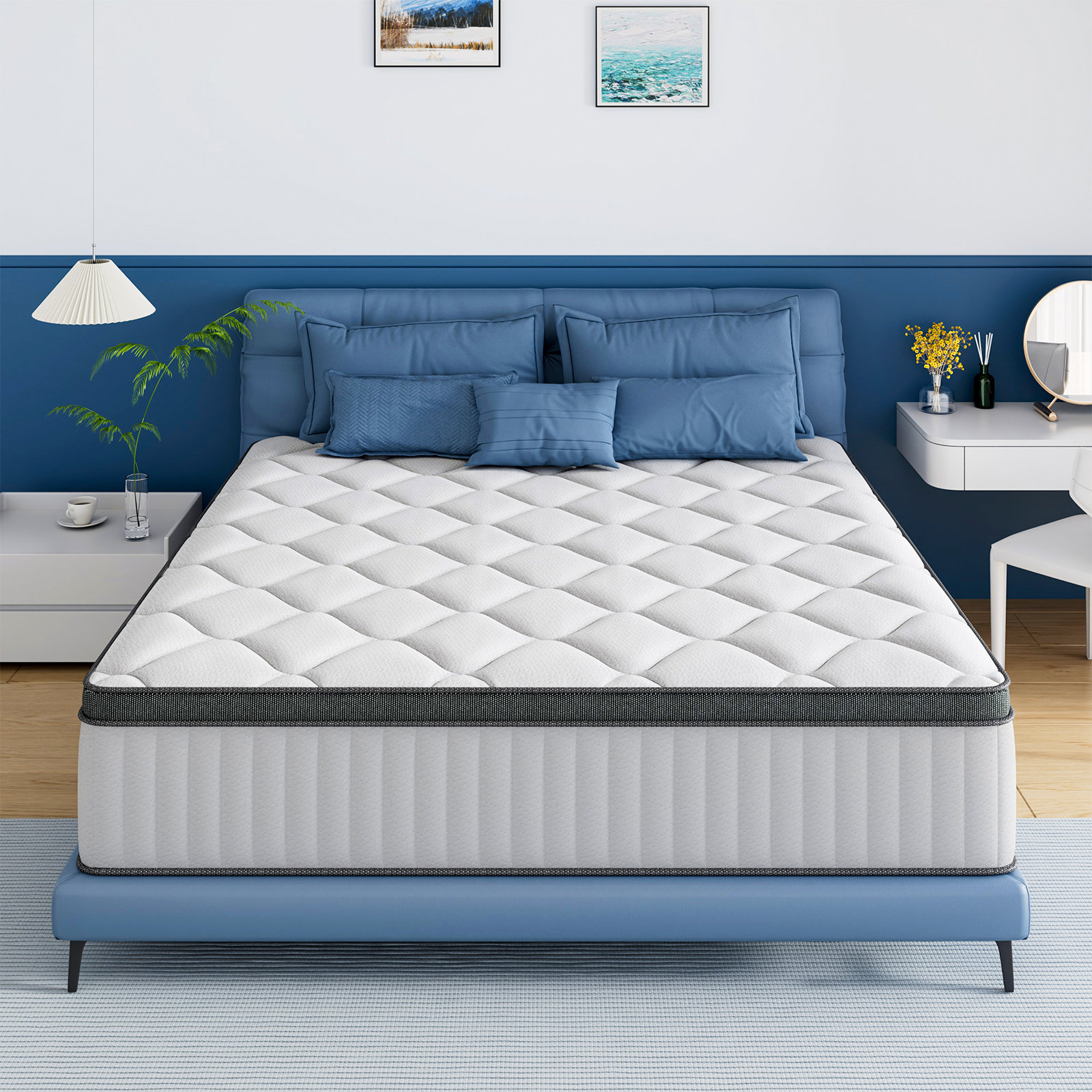 Alwyn Home 12"/14” Medium-Firm Hybrid Mattress Infused with Cooling Gel Memory Foam – Certified ...